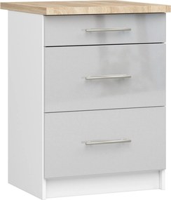 Kuchyňská skříňka Olivia S60 3SZ bílá/metalický lesk