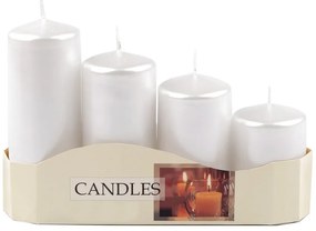 Adventní svíčky sestupné - 6 bílá perleť