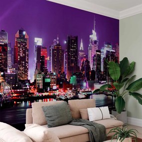 Fototapeta Světla New Yorku - městská panorama s akcentem fialové