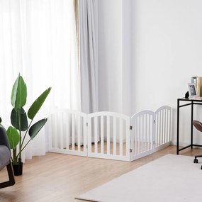 Costway 4dílná skládací zábrana pro psy volně stojící dřevěná, bílý