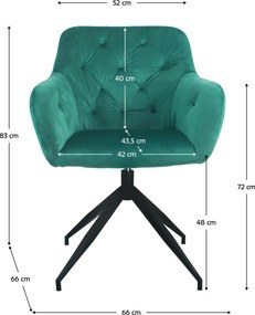 Otočná židle, zelená Velvet látka/černá, VELEZA NEW