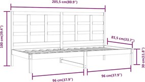 Válenda bez matrace bílá 80 x 200 cm masivní borovice 3107911