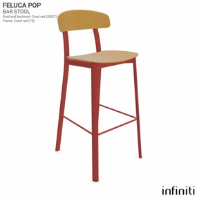Barová židle Feluca Pop Barva kovové konstrukce: Coral red 78, Barva sedáku a opěradla z recyklovaného plastu: Ochre yellow IS529