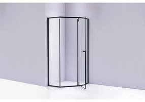 BPS-koupelny Pětiúhelníkový sprchový kout HYD-PK07B 100x100 cm černá/transparent + vanička HYD-PSV-SXL07C bílá