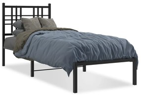 Kovový rám postele s čelem černý 75 x 190 cm
