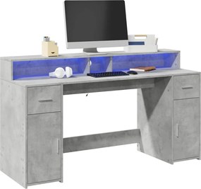 vidaXL Psací stůl s LED světly 160 x 55 x 91 cm kompozitní dřevo [3309431] Barva: Betonová šedá