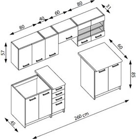 HALMAR AMANDA 1 kuchyně 260