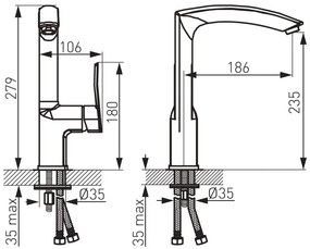 F-Design Avanza, stojánková dřezová baterie, chrom lesklý, FD1-A04-4-11