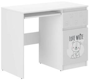 WD Dětský psací stůl 96 cm - Bílý medvídek