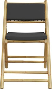 3dílný skládací bistro set s tmavě šedými poduškami bambus 3208940