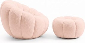 Designové křeslo BLOOM s taburetem, světle růžová