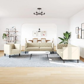 3dílná sedací souprava Chesterfield krémová umělá kůže 3209268