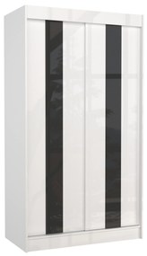 Posuvná skříň s lacobel KAREN Šířka: 150, Hlavní barva: Bílá, Další barva: Černý Lacobel