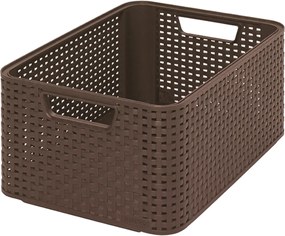 Box úložný Rattan Style2 M, tmavě hnědý, 38,5 x 17 x 29 cm