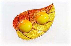 BDK-GLASS Skleněný svícínek LÍSTEK - oranžovo-ambrový Rozměr: 30x10cm