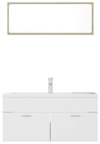 Set koupelnového nábytku - s umyvadlem a baterií - 101 cm - dřevotříska | bílý a dub sonoma