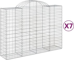 Klenuté gabionové koše 7 ks 200x50x140/160cm pozinkované železo 3146367