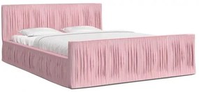 Luxusní postel VISCONSIN 140x200 s kovovým zdvižným roštem RŮŽOVÁ