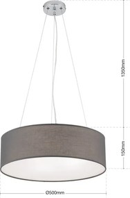 Orion HL6-1632/3Grau Závěsné svítidlo UFO šedé, průměr 50cm