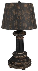 Černá kovová stolní lampa s dřevěnou nohou Pascal – 35x64 cm