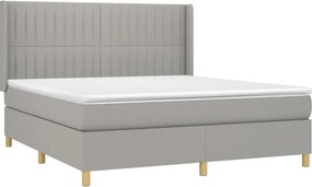 Box spring postel s matrací a LED světle šedá 160x200 cm textil 3139045