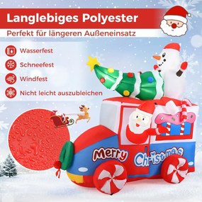 Costway 177 cm nafukovací vánoční dekorace LED Santa Claus v autě Vánoční