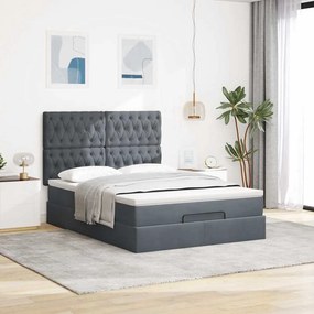 Osmanský rám postele s matracemi tmavě šedá 140x190cm samet 3314391