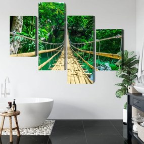 Vícedílný obraz Bambusový Most V Deštném Pralese Nedostatek Nedostatek Přírodní plátno 240x150