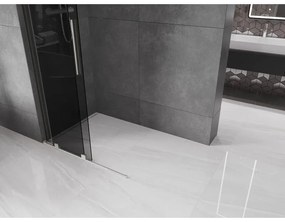 Mexen Velar L, posuvná sprchová zástěna Walk-in 100 x 200 cm, 8mm šedé sklo, broušená ocel, 871-100-003-43-97