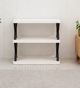 botník, 3 patra, plast, 34x24x26 cm, bílá/černá, Dekorino BB20260051