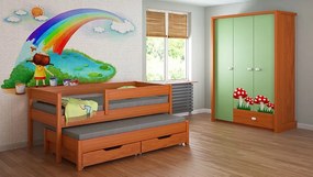 Dětská postel + matrace pěna-kokos - Junior - 180x80cm - Teak
