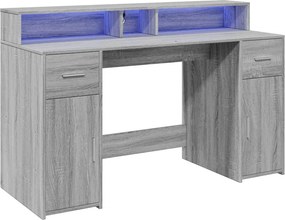 Psací stůl s LED šedý sonoma 140 x 55 x 91 cm kompozitní dřevo 3309425