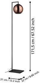 Eglo 390253 - Stojací lampa CORDOBA 1xE27/40W/230V měděná