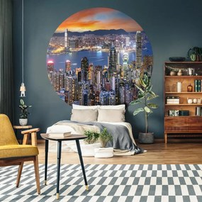 WallArt Kruhová tapeta Skyline by Night 142,5 cm