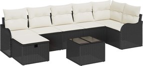 Set pohovek 8 ks 7-Počet míst Černá a krémová polyratan 3359006