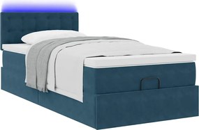 Osmanský rám postele s matrací tmavě modrá 90x200cm samet 3312744