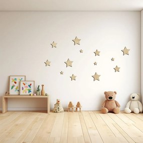 dřevo života Sada 12 samolepicích hvězd na zeď Rozměry (cm): 4-8, Barevný vzor: Borovice - limitovaná edice