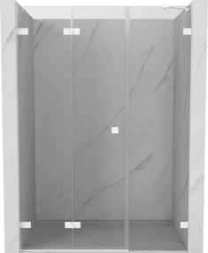 Mexen Lunar-F, skládací levé sprchové dveře 125 cm, 8mm čiré sklo, bílý profil, 836S-125-050-20-00-L