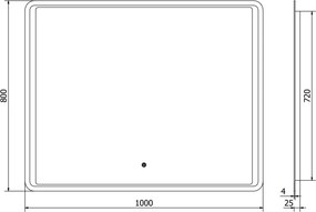 Mexen Zusa koupelnové zrcadlo s podsvícením 100 x 80 cm, LED 6000K, protimlžící - 9808-100-080-611-00