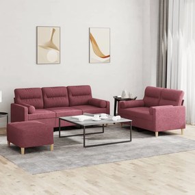 3dílná sedací souprava s polštáři vínová textil 3201630