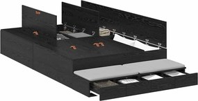 Rám postele s úložným prostorem se zásuvkou Černý dub 120 cm 3335630