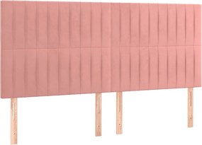 Box spring postel s matrací růžová 200x200 cm samet 3129356