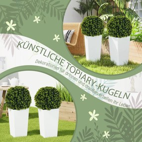 HOMCOM sada 2 umělých eukalyptových topiary, výška 65 cm, 330 listů, UV-odolné, v bílých trapezových květináčích