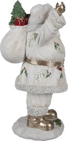 Bílá dekorace figurka Santa Claus s pytlem dárků - 14*16*31 cm