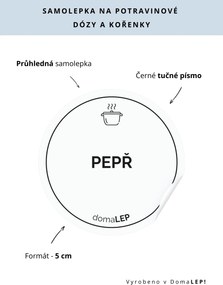Samolepka na kořenky PEPŘ  průhledná 5 cm tučné písmo
