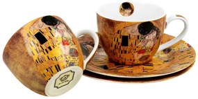 Sada šálků s podšálkem espresso Klimt THE KISS 2 ks 90 ml hnědá