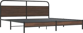 Kovový rám postele bez matrace hnědý dub 200 x 200 cm 3318702
