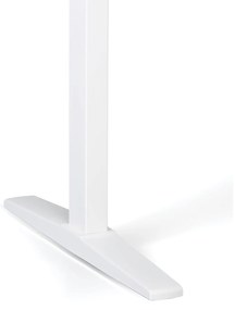 Výškově nastavitelný stůl, elektrický, 675-1325 mm, ergonomický levý, deska 1800x1200 mm, bílá podnož, buk