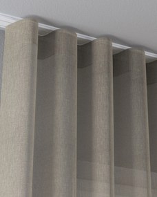 Záclona na řasící pásce Wave barva béžová látka poloprůhledná, pletený vzor