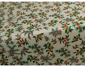 SCANquilt ubrus VÁNOCE větvičky smetanovozelená 140 x 180 cm